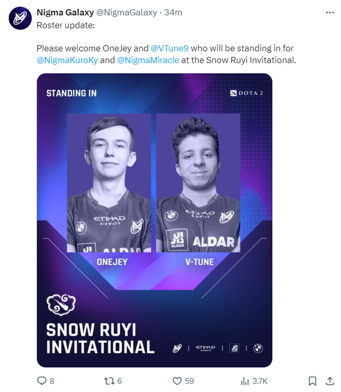 Miracle- and KuroKy miss $500k Snow Ruyi Invitational, replaced by stand-ins. Dota 2 News